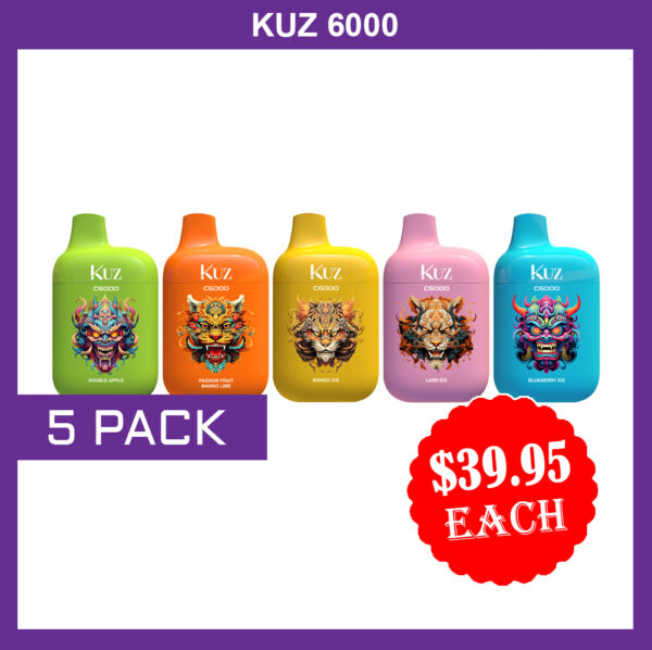KUZ – 6000 PUFFS - 5 PACK | Vapes Australia